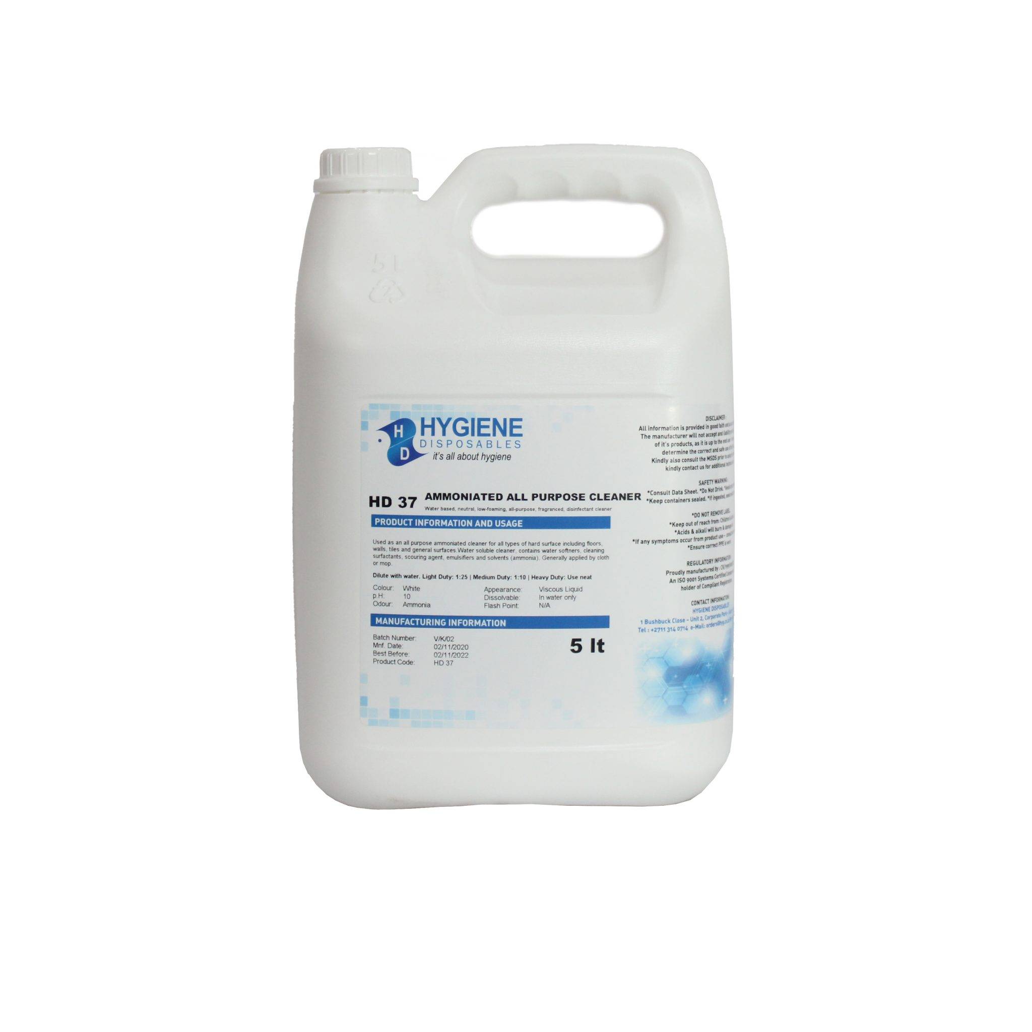 HD 37 Ammoniated All Purpose Cleaner 5L